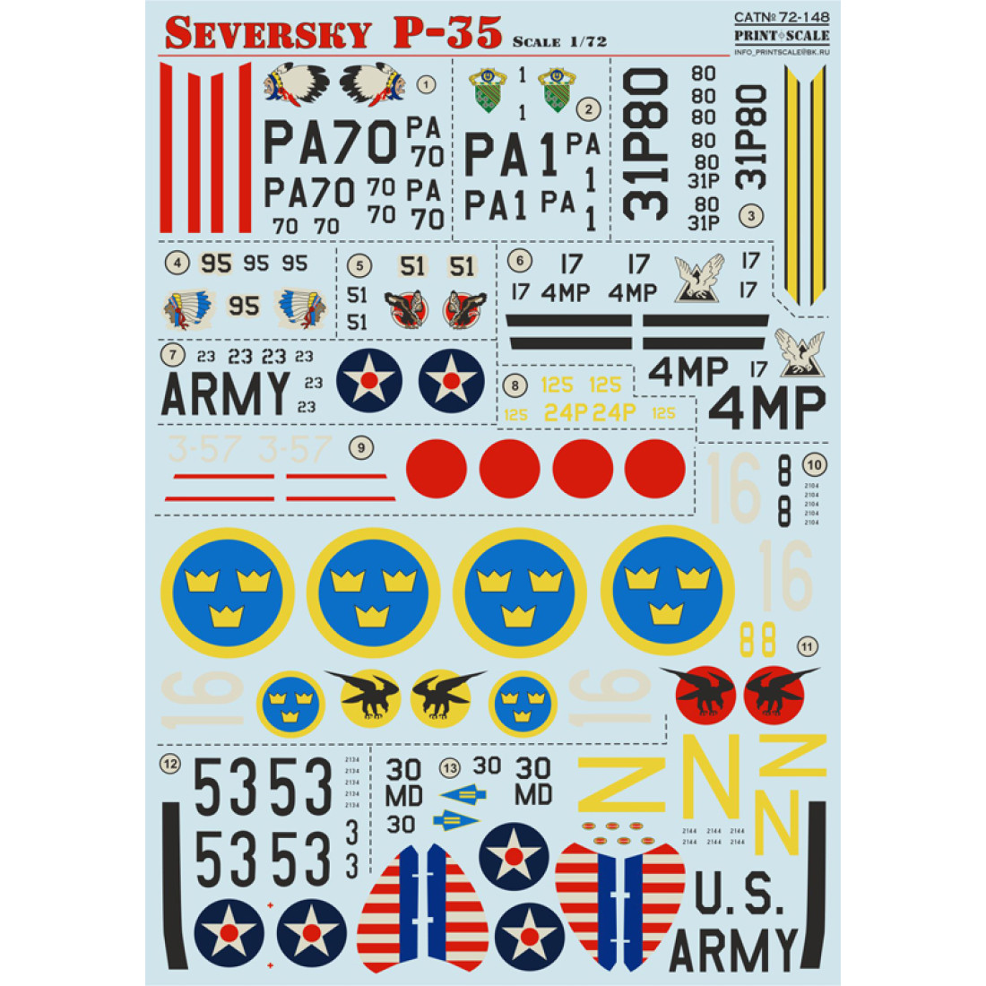 Seversky P-35/72-148 1/72 Scale Models: Historical USAAF Aircraft Replicas