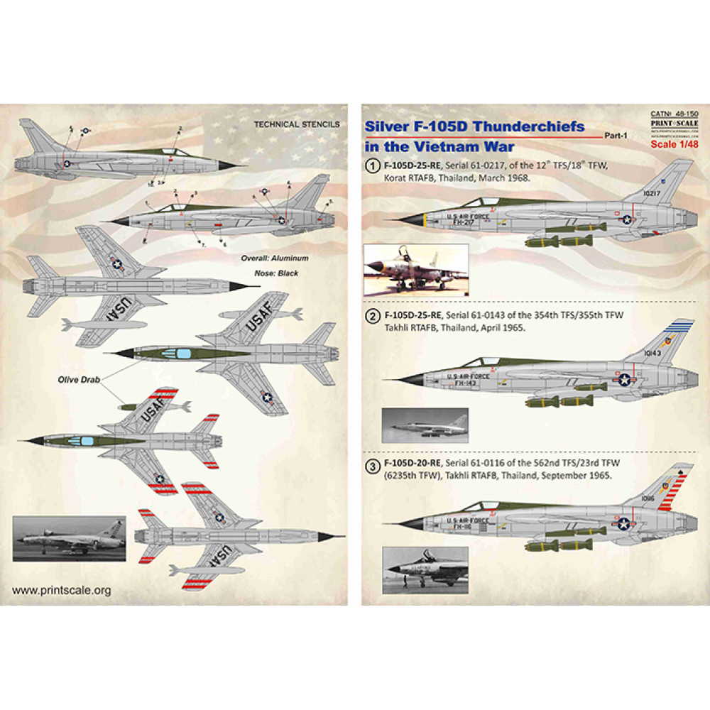 Silver F-105D Thunderchiefs in the Vietnam War Part-1/48-150/1 F-105D ...
