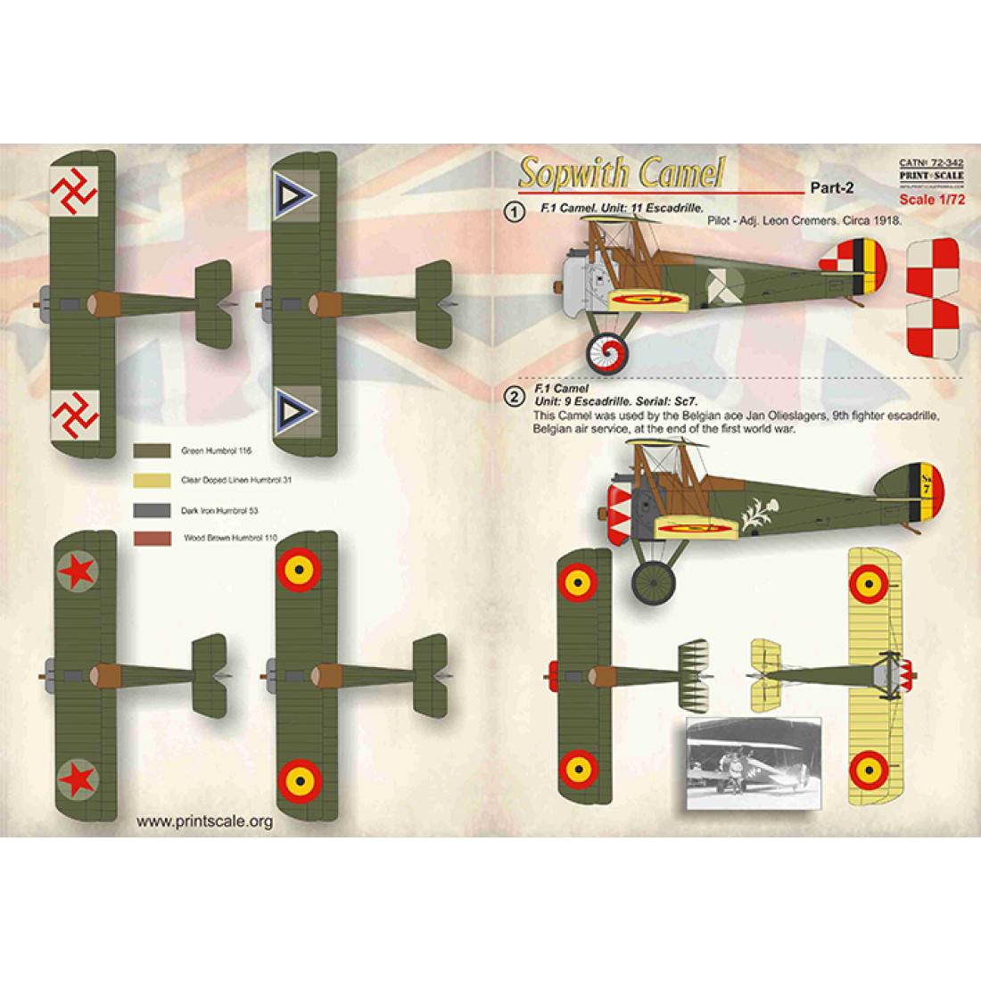 Historical WWI Sopwith Camel Model Kits | Scale: 1/72 - Various Units ...