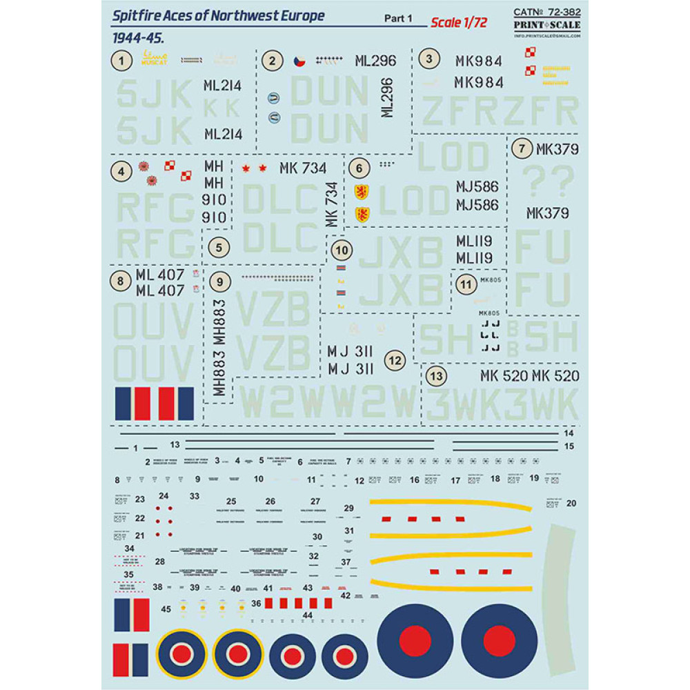 Spitfire Aces of Northwest Europe 1944–45 Part 1 72-382 1/72 | Print Scale
