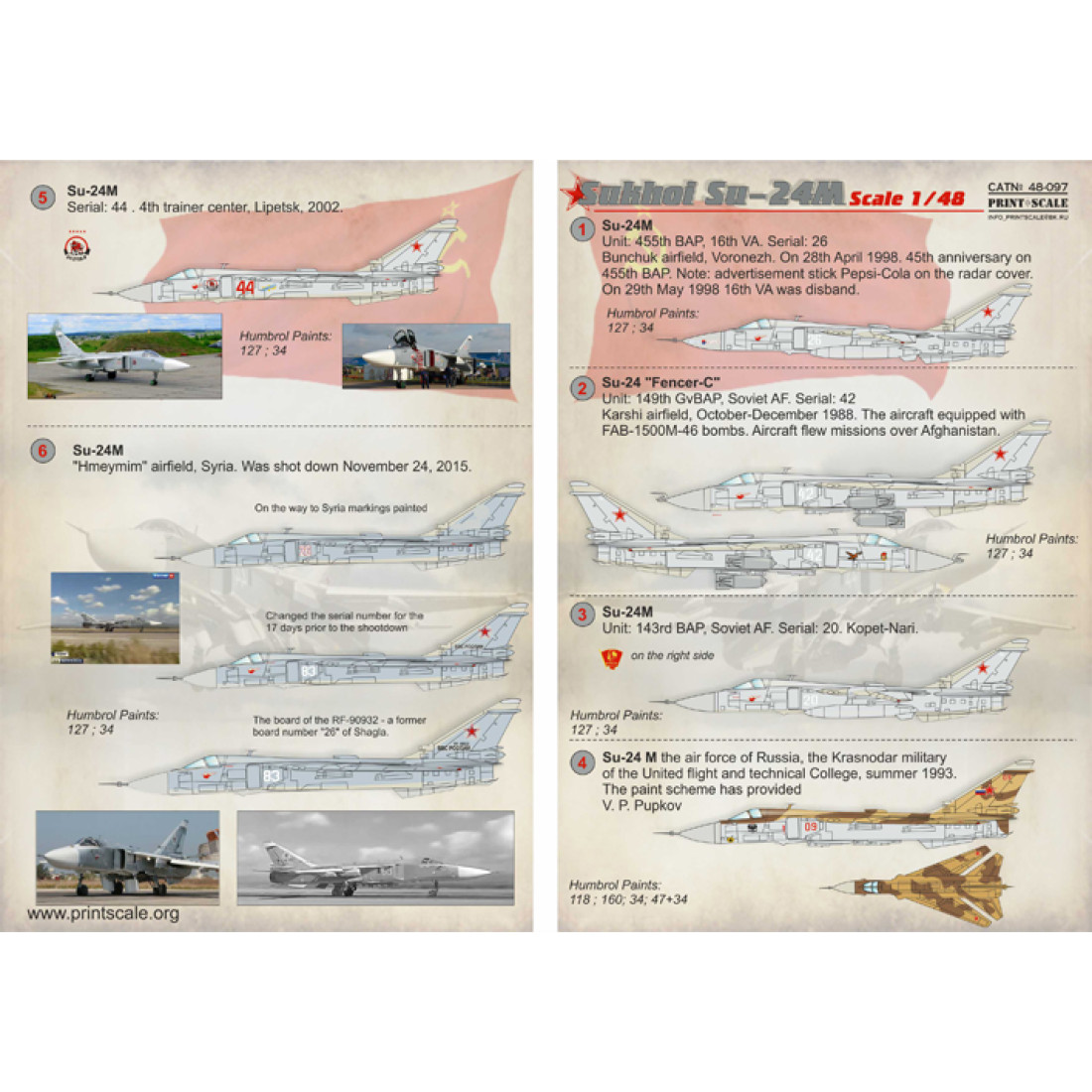Buy Sukhoi Su-24M / 48-097 Scale Model Kit on Printscale.org, Scale: 1/48