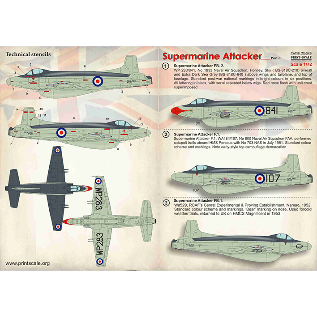 Supermarine Attaker Part-1 / 72-345 - Detailed Scale Model Kits, Scale ...