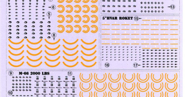 US WW 2 / Korea Bomb & Rocket Markings 72-001 - Printscale.org, Scale: 1/72