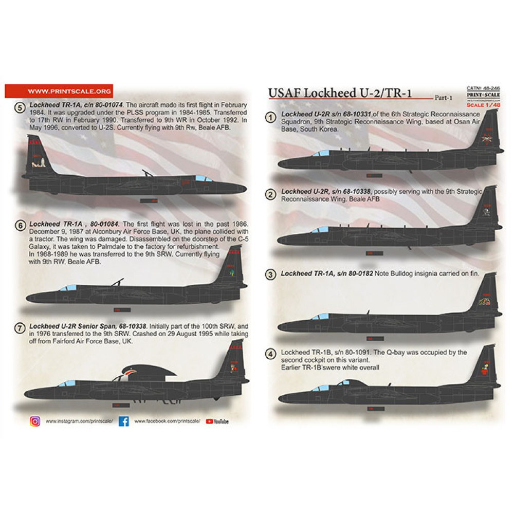 Lockheed U2/TR-1 Part 1 / 48-246: USAF Reconnaissance Aircraft, Scale: 1/48